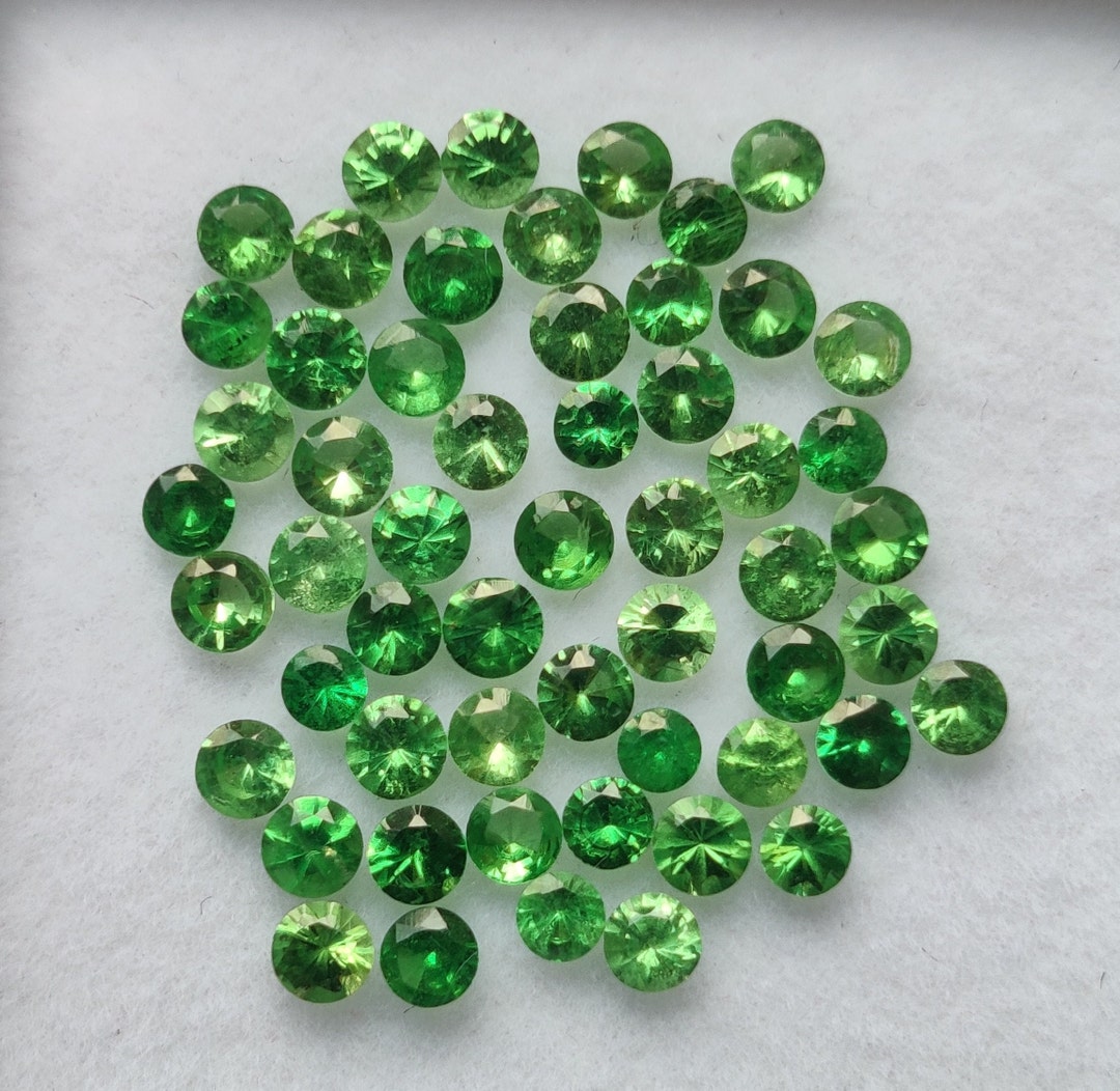Green Tsavorite Round Brilliant Cut Faceted Gemstone Lot Cut Stone ...