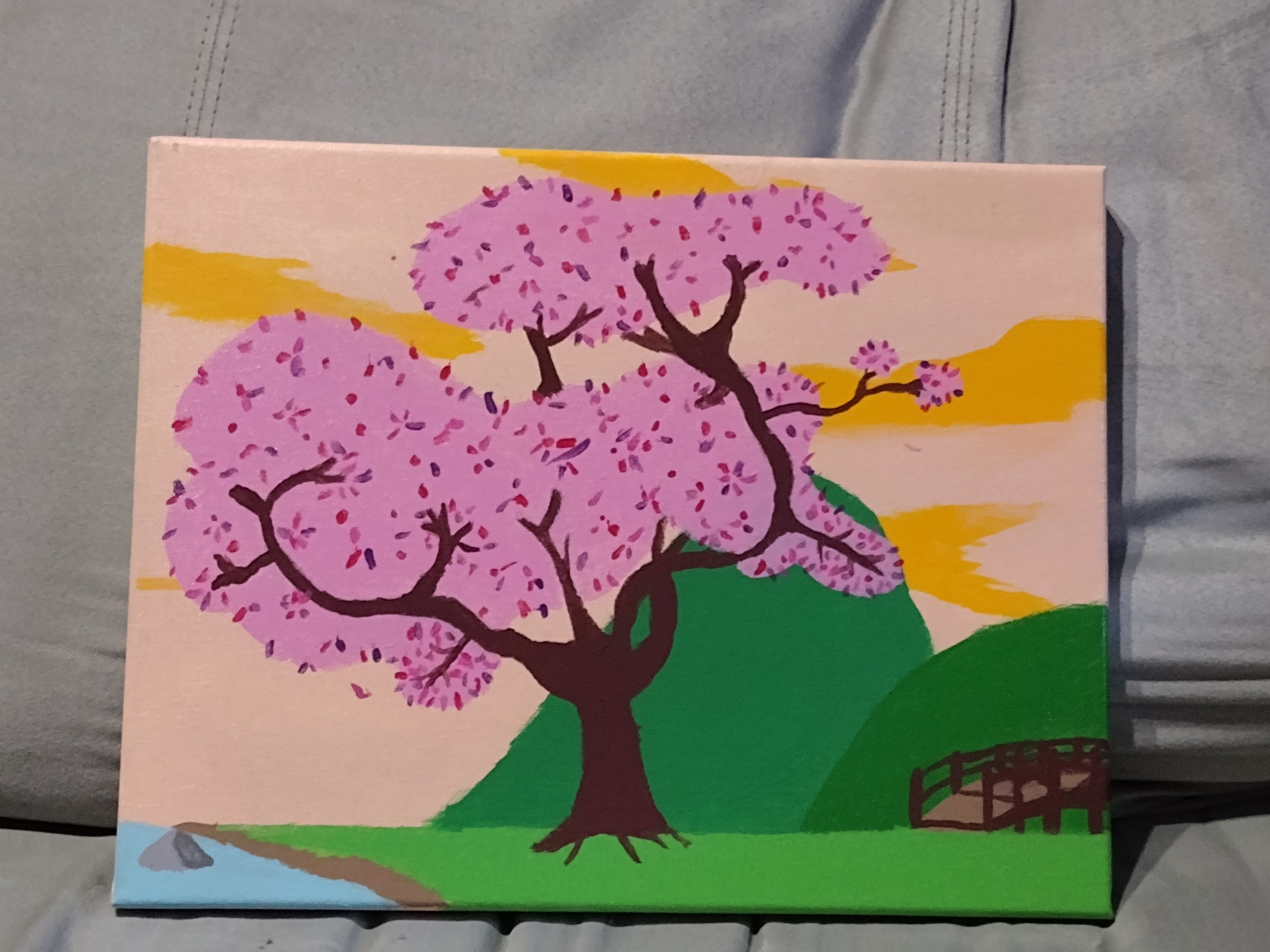 Cherry Blossom Tree Sunset Painting - Etsy
