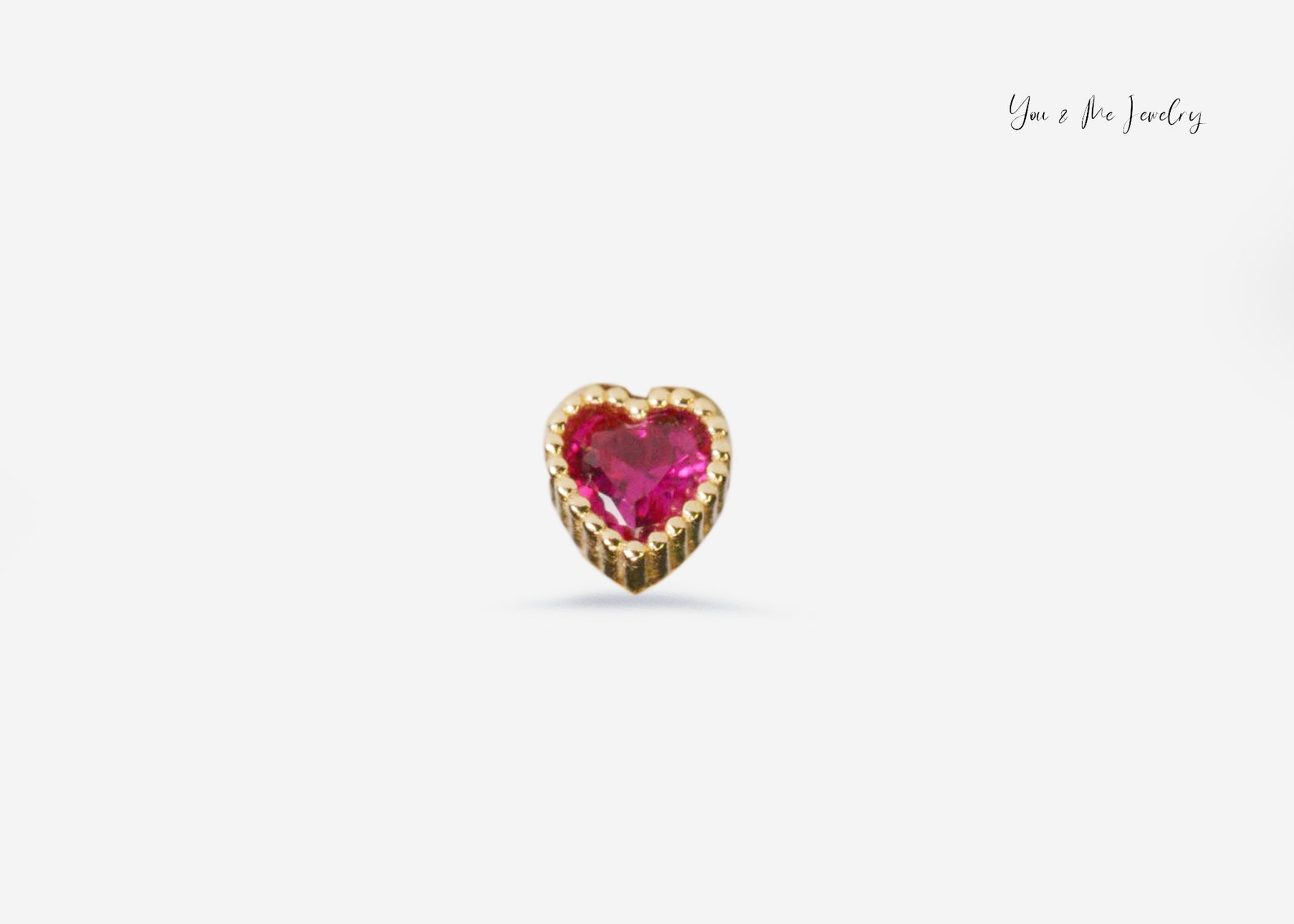 14k Solid Gold Red Heart Design CZ Cubic Zirconia Single Tiny - Etsy