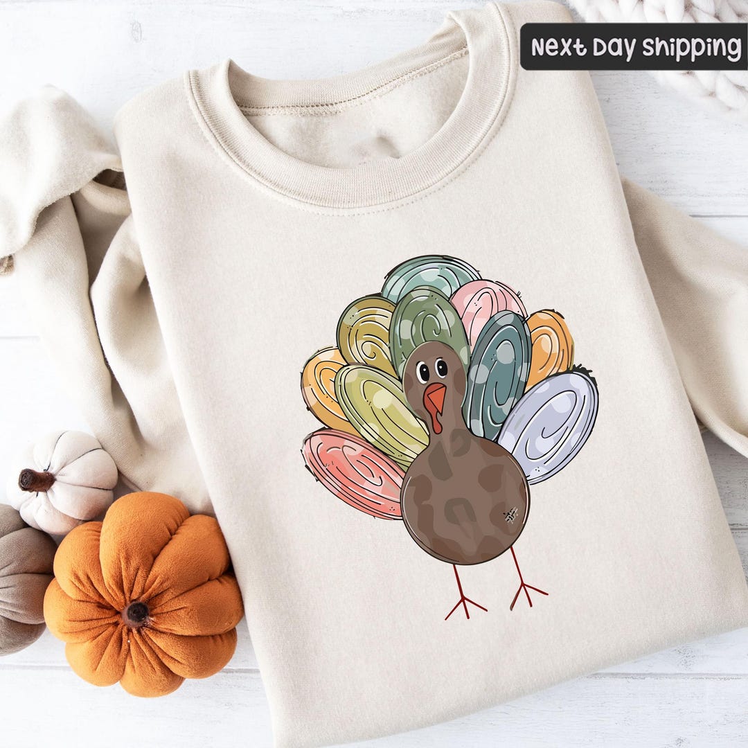 Cute Turkey Sweatshirt, Turkey Fall Thanksgiving Sweatshirt ...