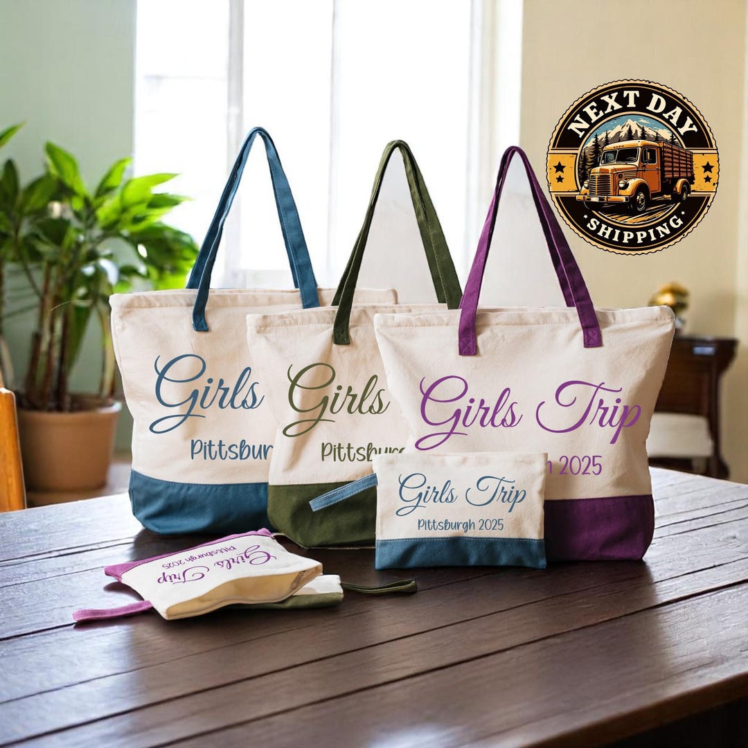 Custom Girls Trip Canvas Tote Bag, Ladies Vacation Party Tote, Vacation ...