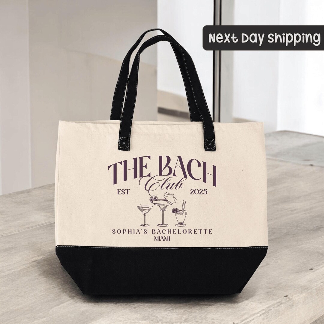 Custom the Bach Club Tote Bag, Bridesmaid Tote, Club Bachelorette ...