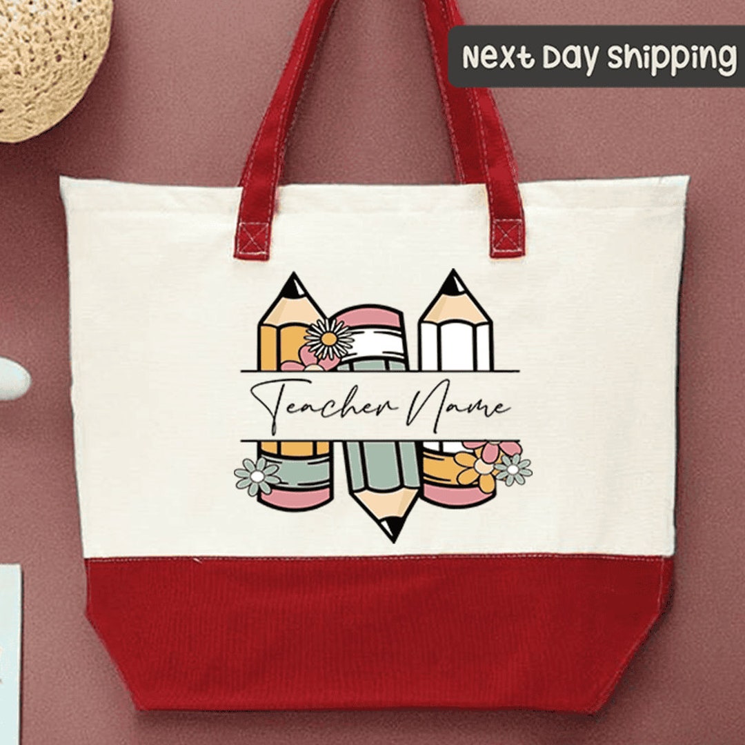 Personalised Teacher Name Tote Bag, Teacher Gifts, Appreciation Bag ...