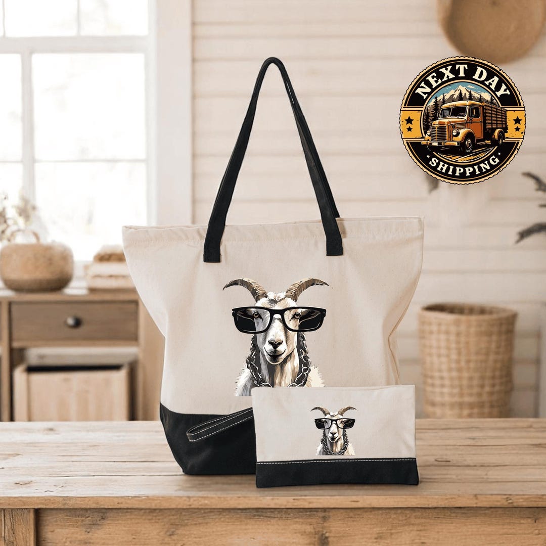 Goat Canvas Tote Bag, Farm Animal Lover Tote, Funny Goat Gift Bag ...
