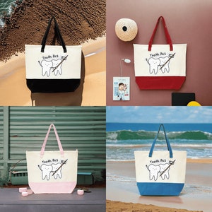 Tooth Pics Tote Bag, Cute Dentist Canvas Tote Bag, Cute Teeth Tote Bag ...