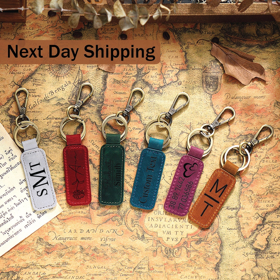 Custom Leather Key Chain Coordinates Longitude Latitude - Etsy