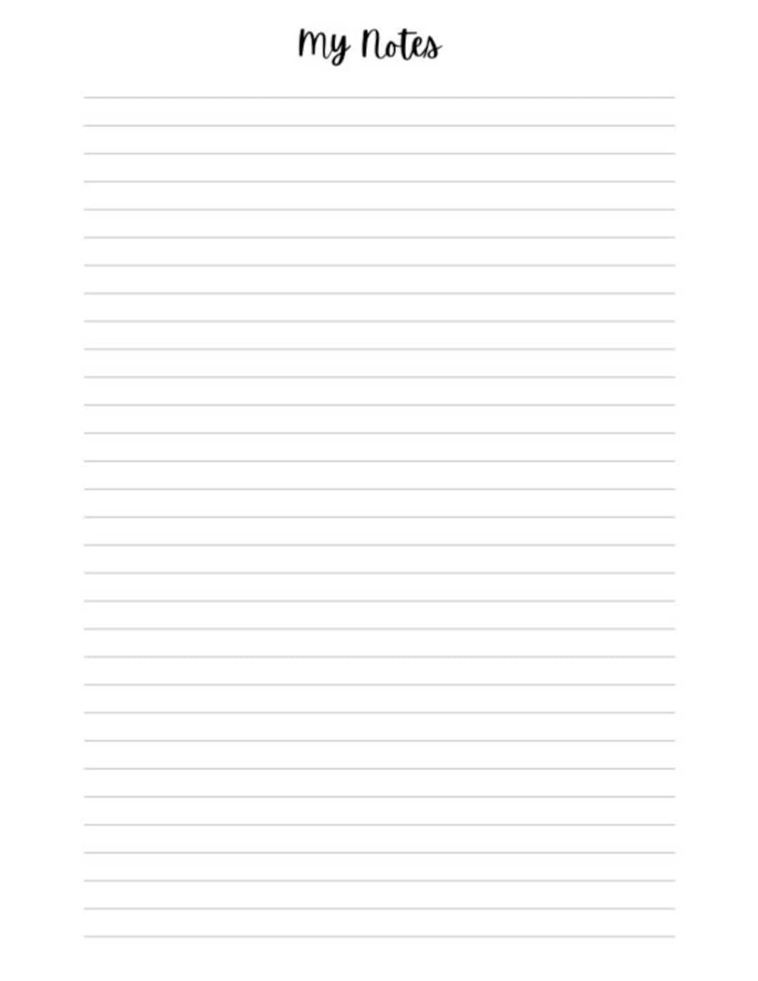 Blank Notes Sheet, White/black Notes Page, Organization, Notes, Instant ...