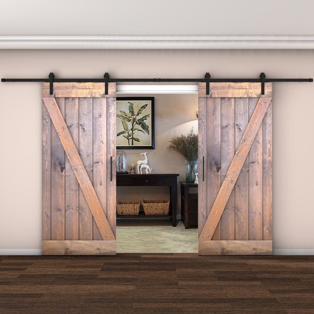 Customizable Solid Wood Double Barn Door With Hardware Kit Made-in-usa ...