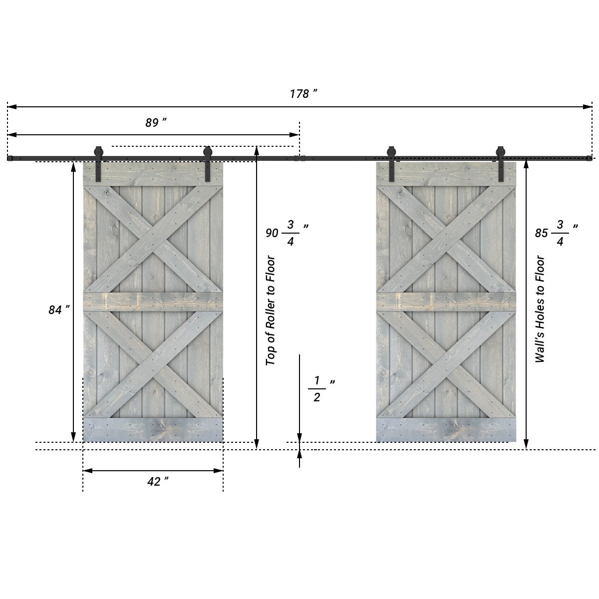 Customizable Solid Wood Double Barn Door With Hardware Kit Made-in-usa ...