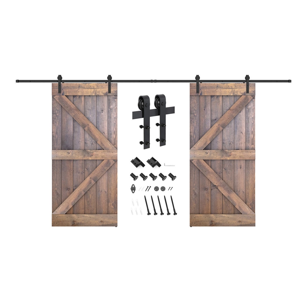 Customizable Solid Wood Double Barn Door With Hardware Kit Made-in-usa ...