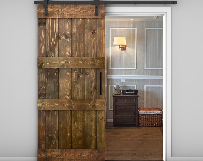 Customizable Solid Wood Barn Door With Hardware Kit Made-in-usa (DIY ...