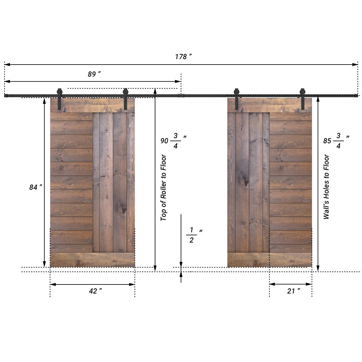 Customizable Solid Wood Double Barn Door With Hardware Kit Made-in-usa ...