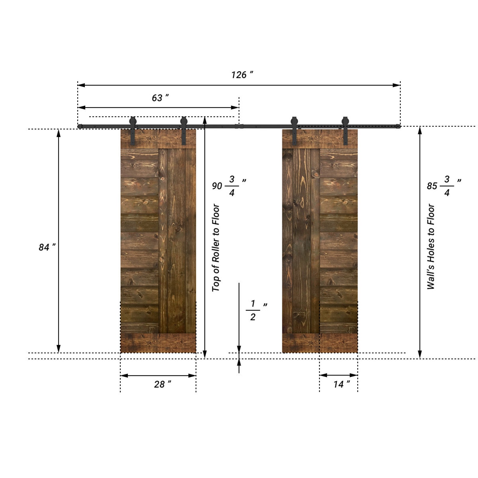 Customizable Solid Wood Double Barn Door With Hardware Kit Made-in-usa ...