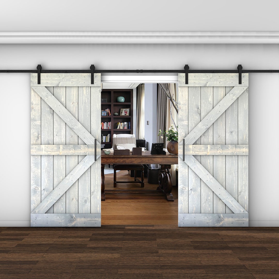 Customizable Solid Wood Double Barn Door With Hardware Kit Made-in-usa ...