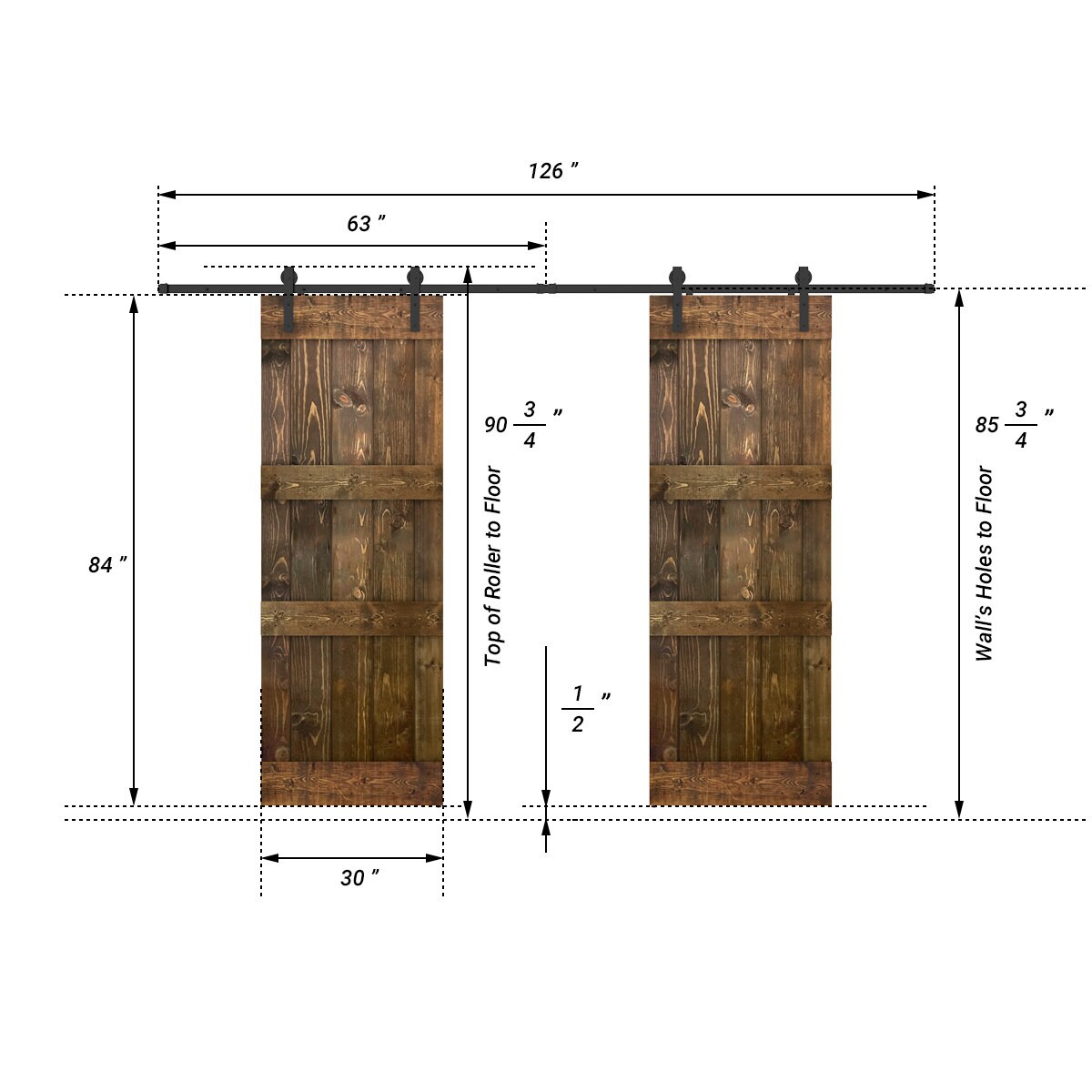 Customizable Solid Wood Double Barn Door With Hardware Kit Made-in-usa ...