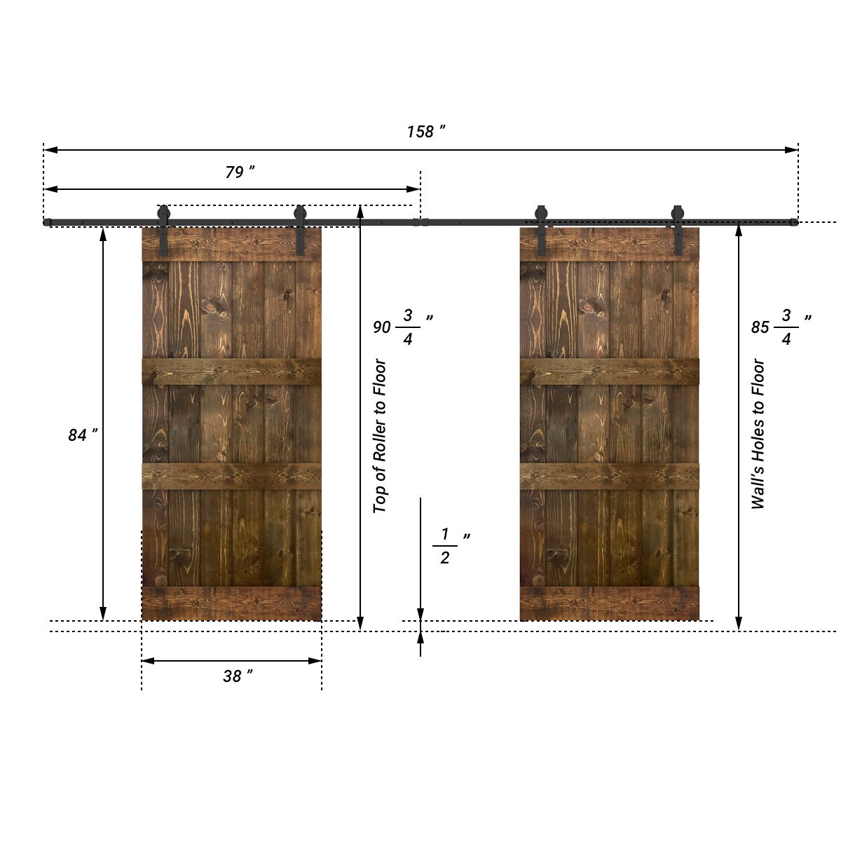 Customizable Solid Wood Double Barn Door With Hardware Kit Made-in-usa ...