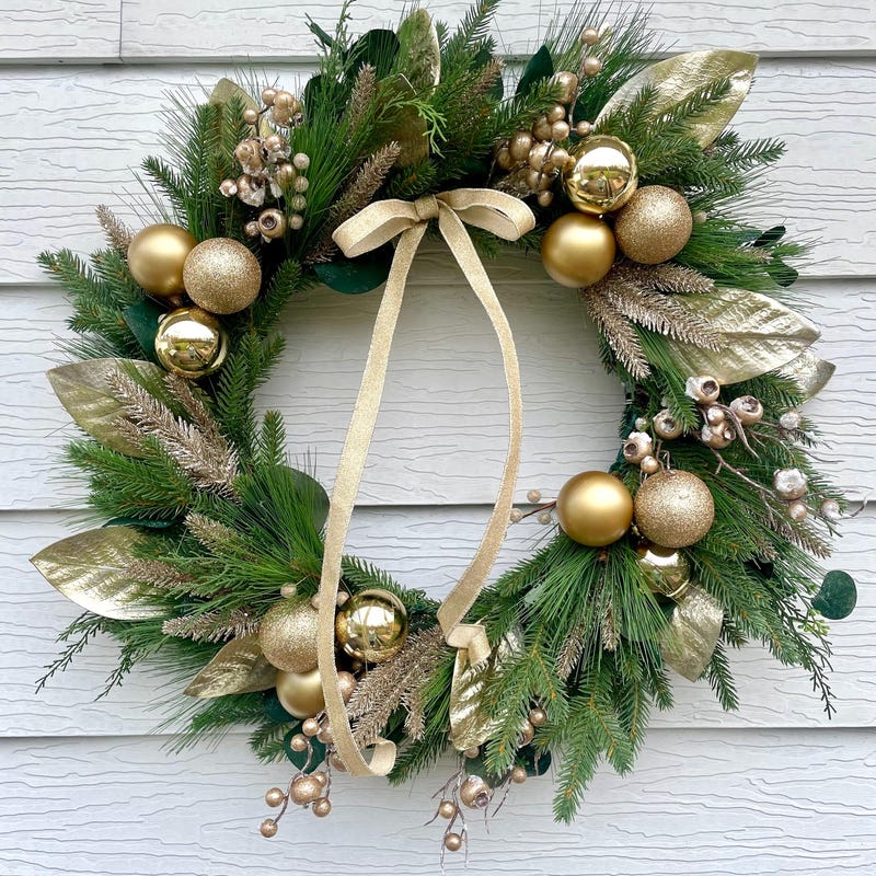 Green Gold Wreath - Etsy