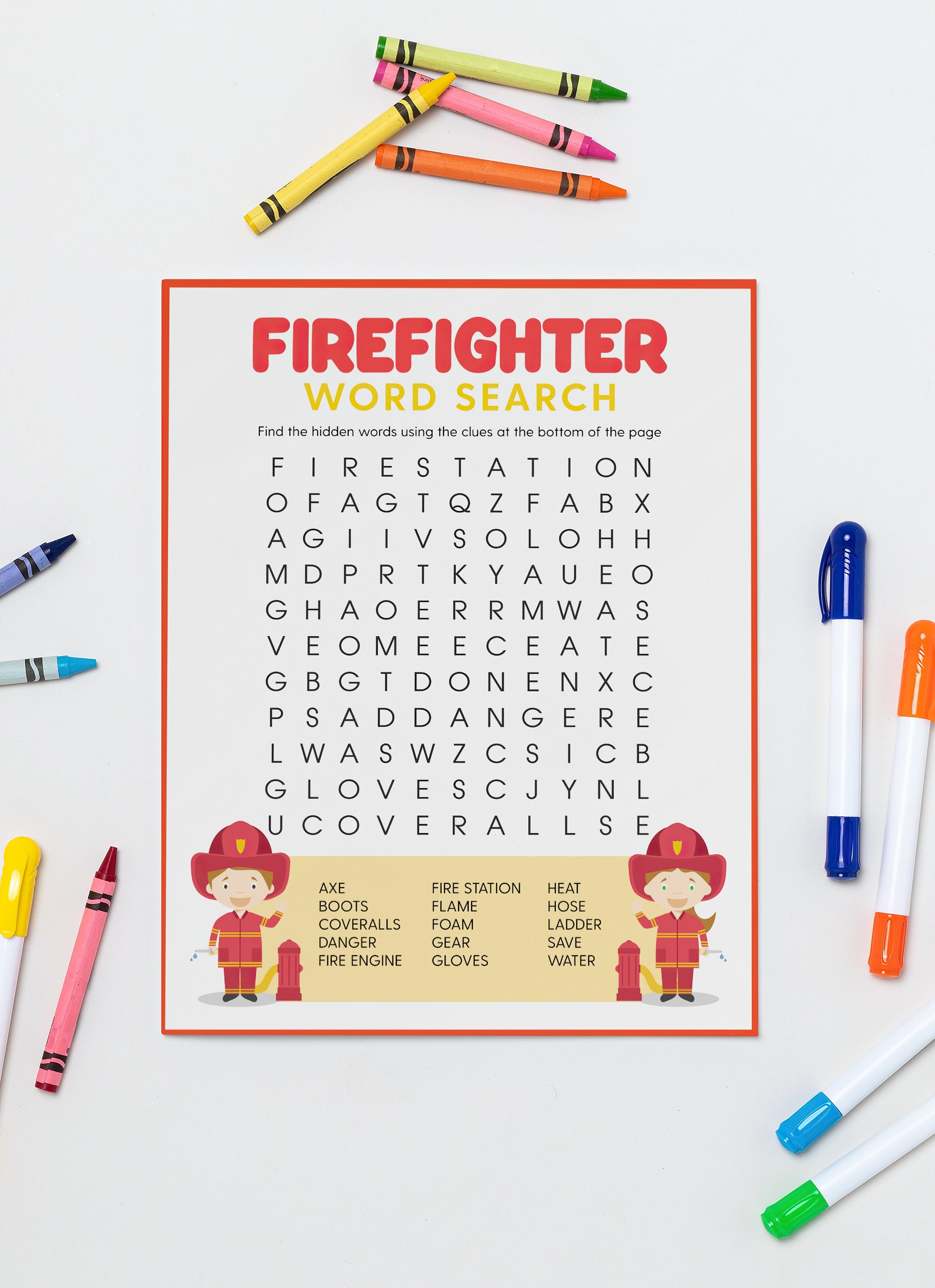 Firefighter Word Search Printable Party Game for Kids - Etsy Ireland