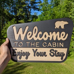 Welcome to the Cabin Sign, Enjoy Your Stay, Cabin Decor, Wood Cabin ...