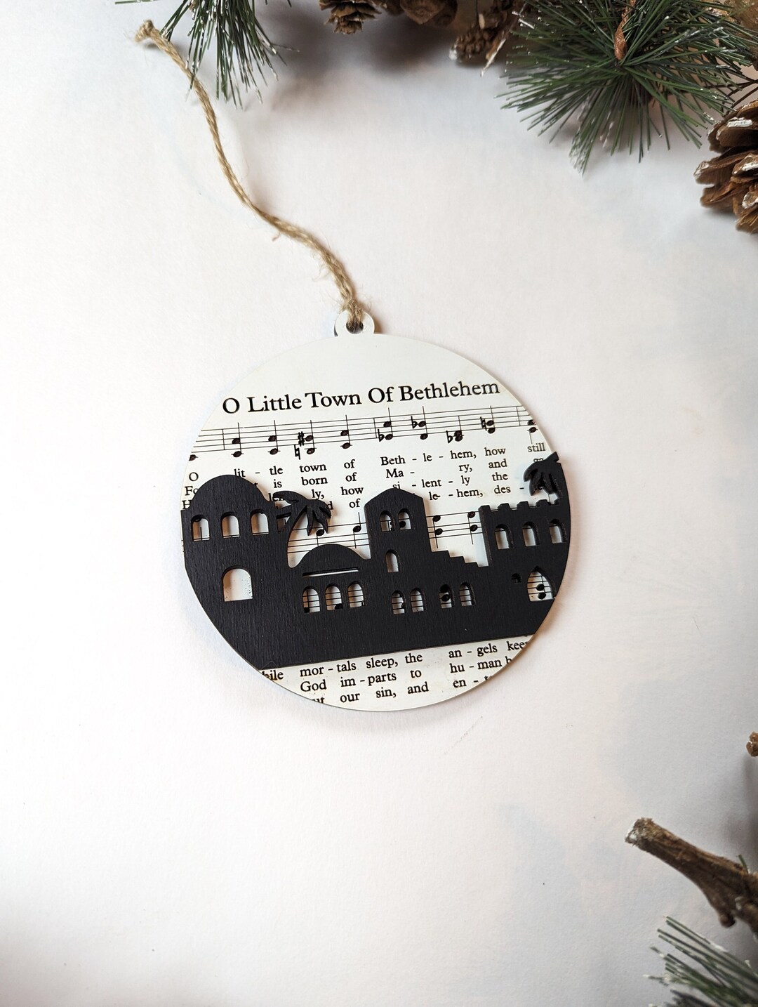 O Little Town of Bethlehem Ornament, Christian Ornament, Wood Christmas ...