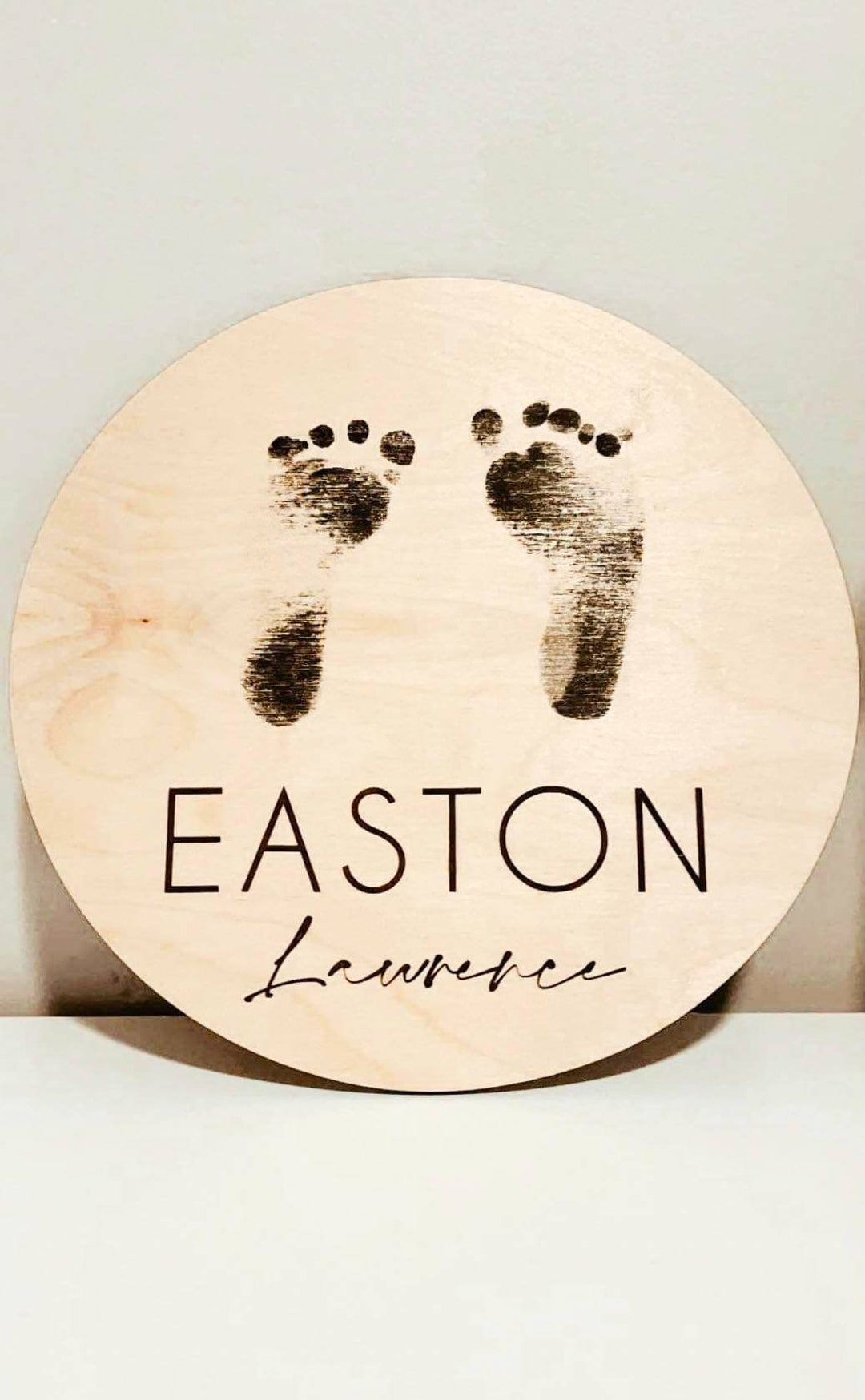 Wood Baby Footprint Sign, Engraved Baby Announcement, Hospital ...