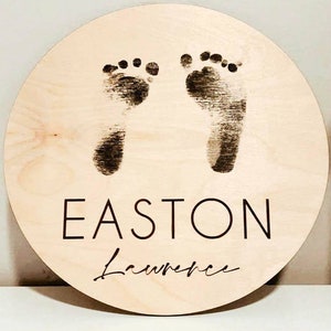 Wood Baby Footprint Sign, Engraved Baby Announcement, Hospital ...