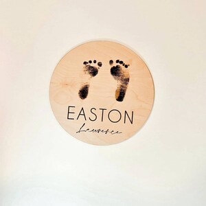Wood Baby Footprint Sign, Engraved Baby Announcement, Hospital ...