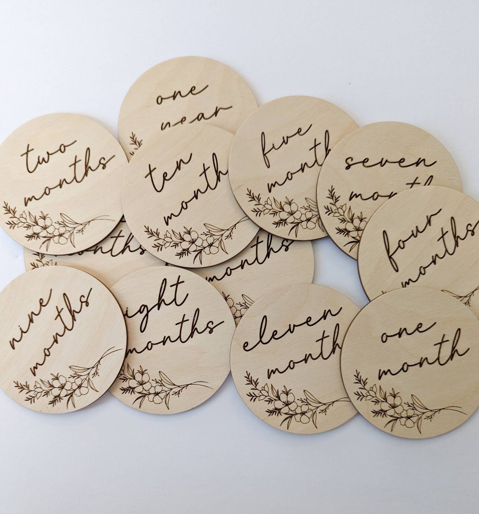 Wooden Monthly Milestone Discs, Baby Shower Gift for New Mom, Milestone ...