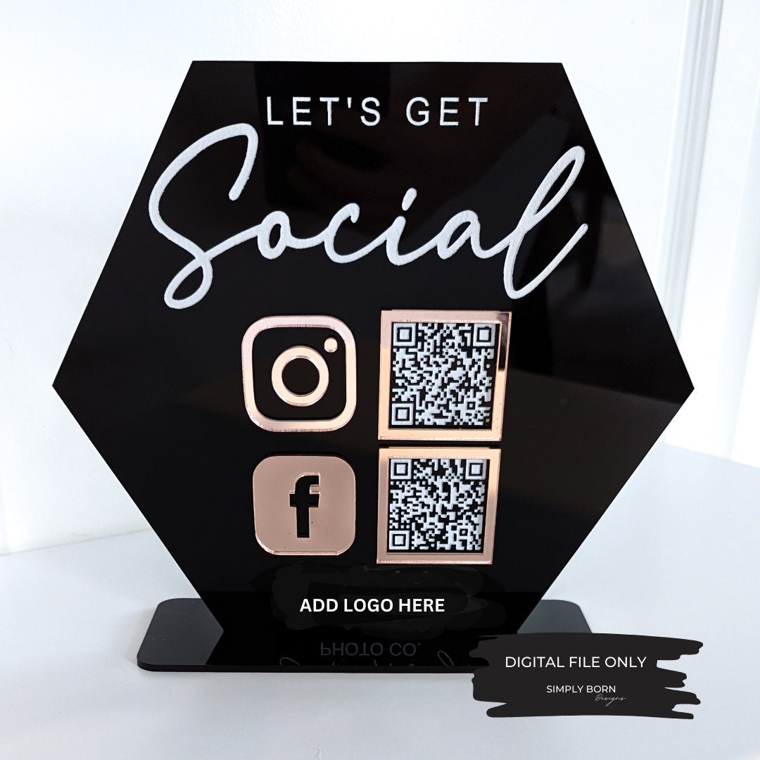 QR Code Sign SVG, Social Media Sign SVG, Lets Get Social Svg, Social ...