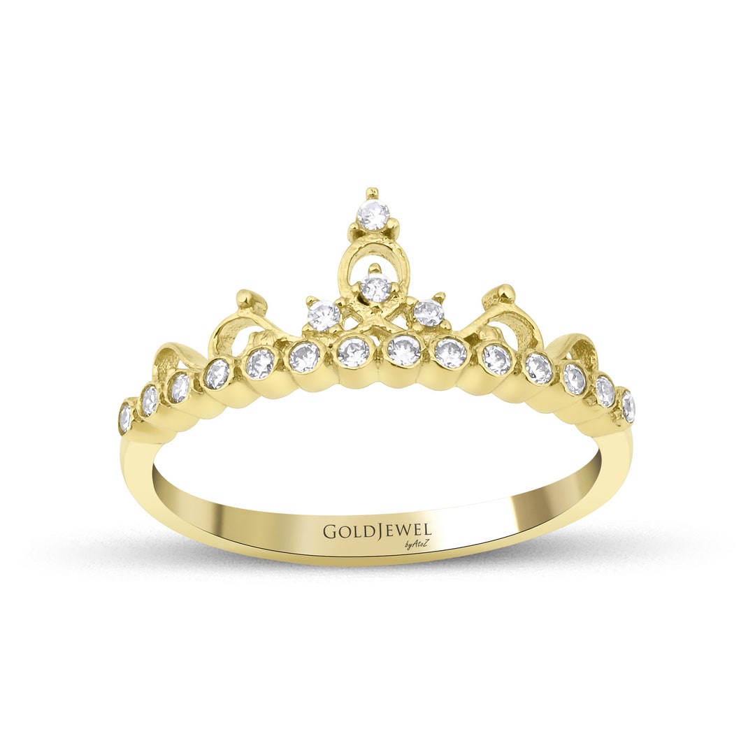 14k Solid Gold Crown Ring, Queen Ring, Royal Crown Timeless Jewelry ...