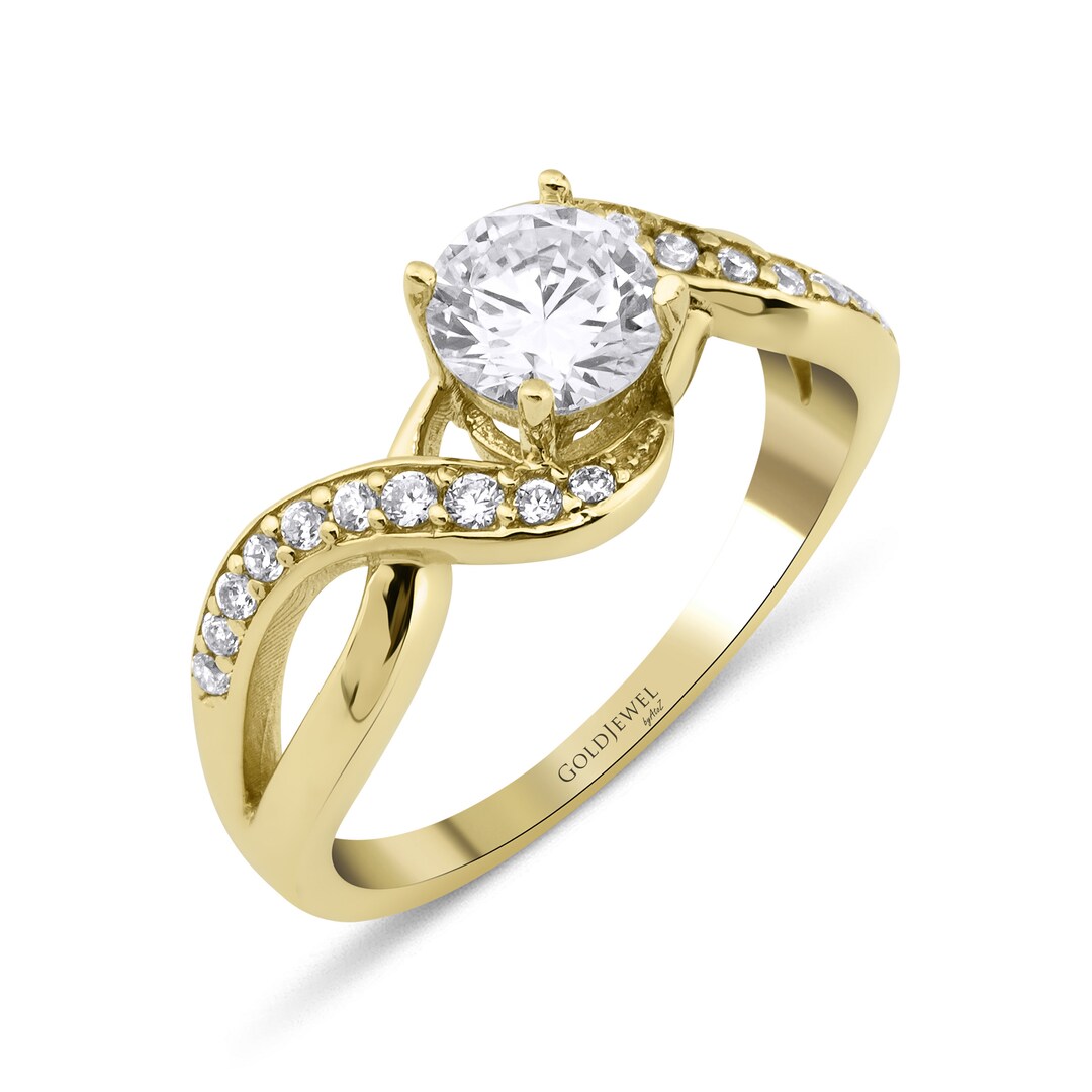 14K Solid Gold Wedding Infinity Ring, Real Gold Infinity Ring, Dainty ...