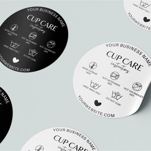 Editable Cup Care Card Template, Cup Care Label, Printable Tumbler Care ...