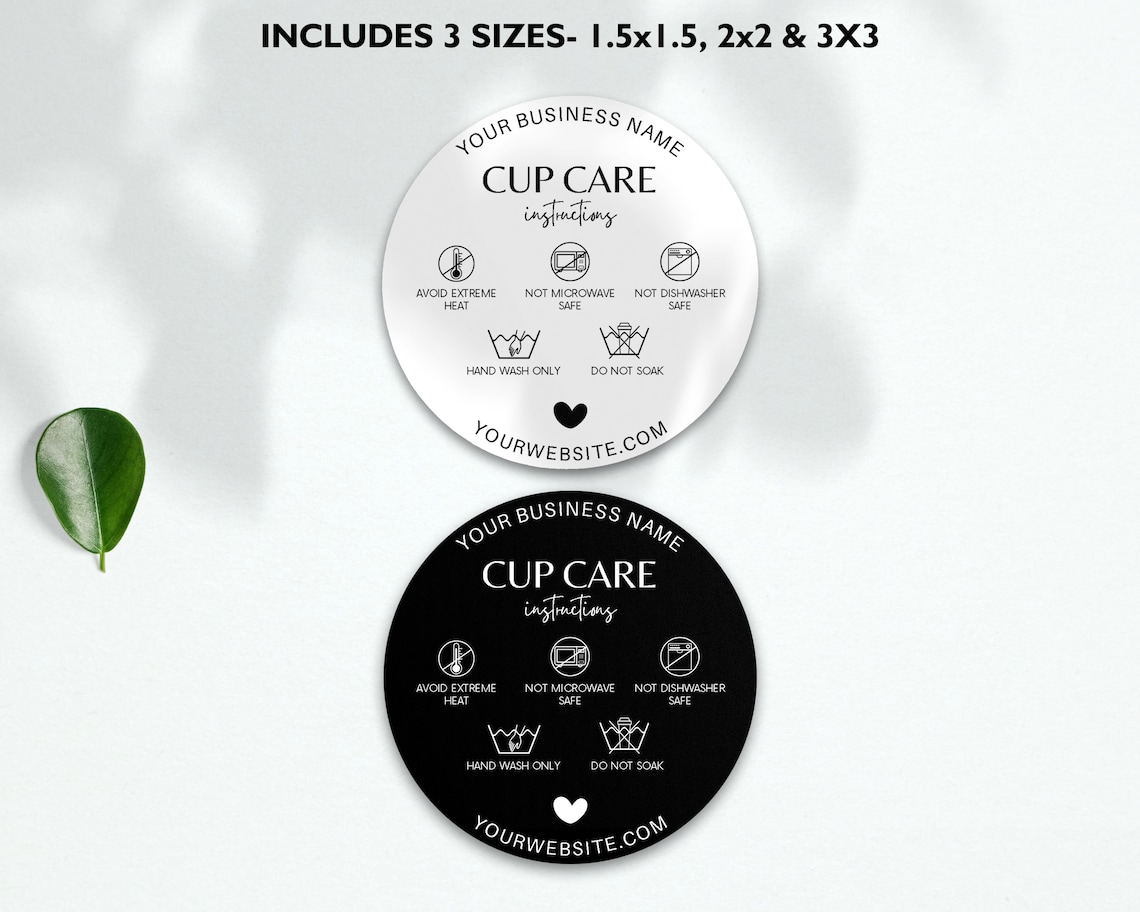 Editable Cup Care Card Template, Cup Care Label, Printable Tumbler Care ...
