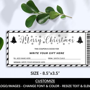 Editable Christmas Coupon Template, Printable Christmas Gift ...