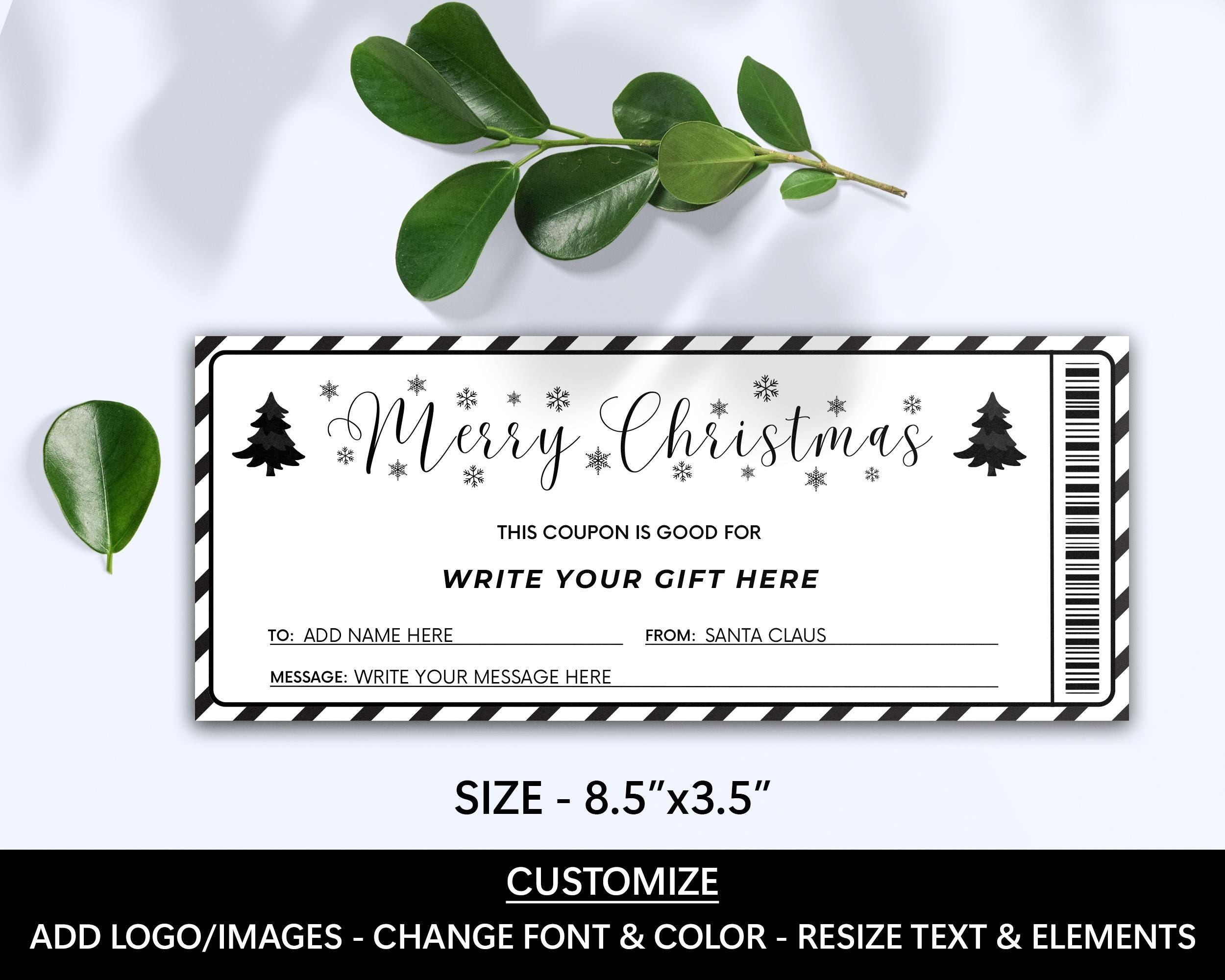 Editable Christmas Coupon Template, Printable Christmas Gift ...
