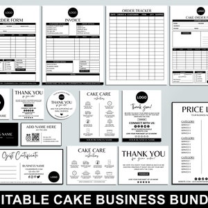 Editable Cake Business Bundle, Order Form, Invoice Template, Printable ...