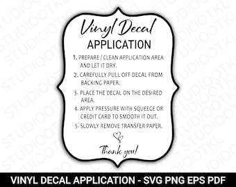 Vinyl Decal Application Card, Small Business Supplies, Digital File, Ready to Print, Instant ...