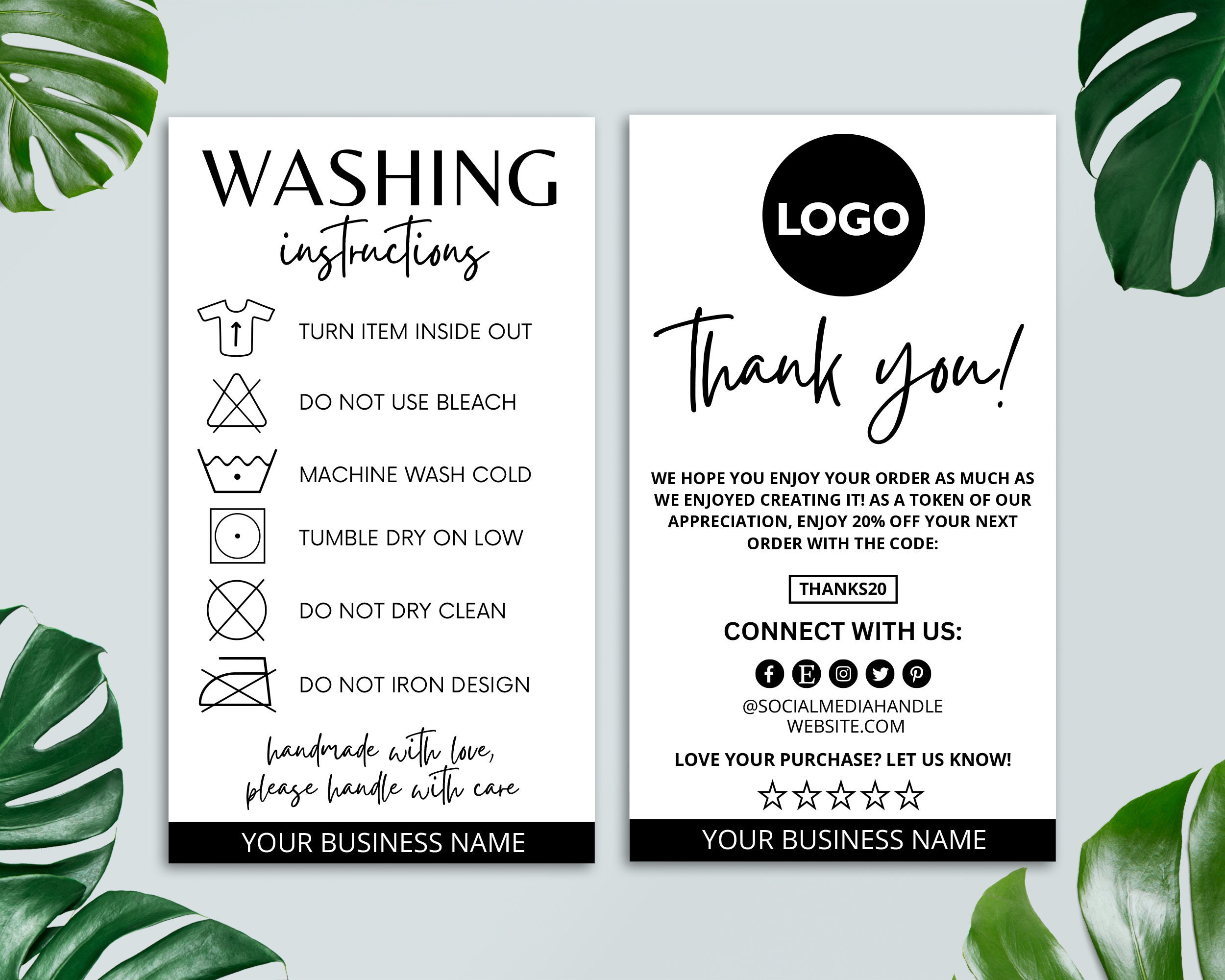 Editable Washing Instructions Card Template Printable - Etsy Australia