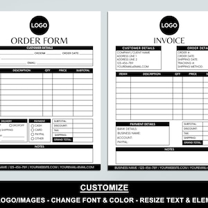 Editable Order Forms Bundle, Tumbler, Tshirt, Order Tracker, Invoice ...