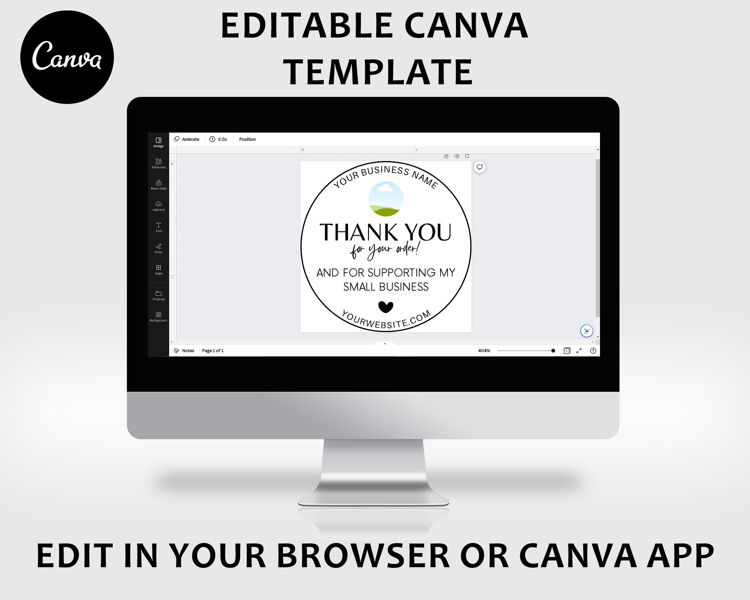 Thank You Sticker Bundle, Editable Snap and Share Label, Printable ...