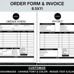 Editable Clothing Business Bundle, Order Form, Tshirt, Invoice Template ...