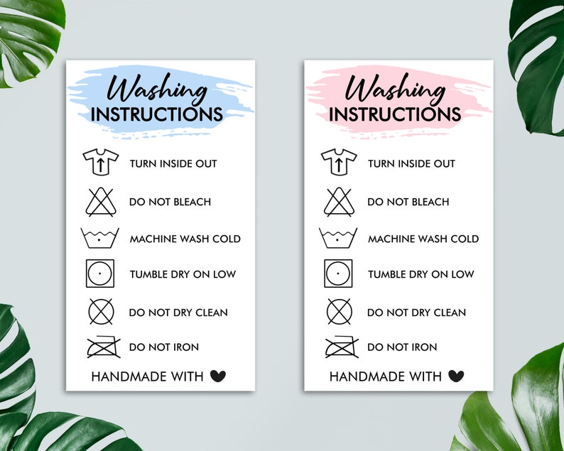 Washing Instructions Card Shirt Care Card Clothing Care - Etsy