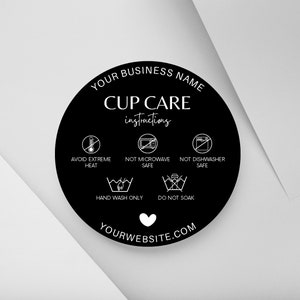 Editable Cup Care Card Template, Cup Care Label, Printable Tumbler Care ...