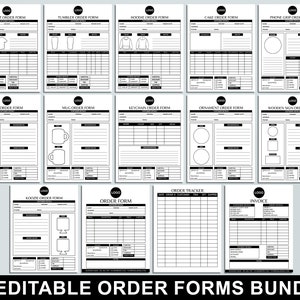 Editable Order Forms Bundle, Tumbler, Tshirt, Order Tracker, Invoice ...