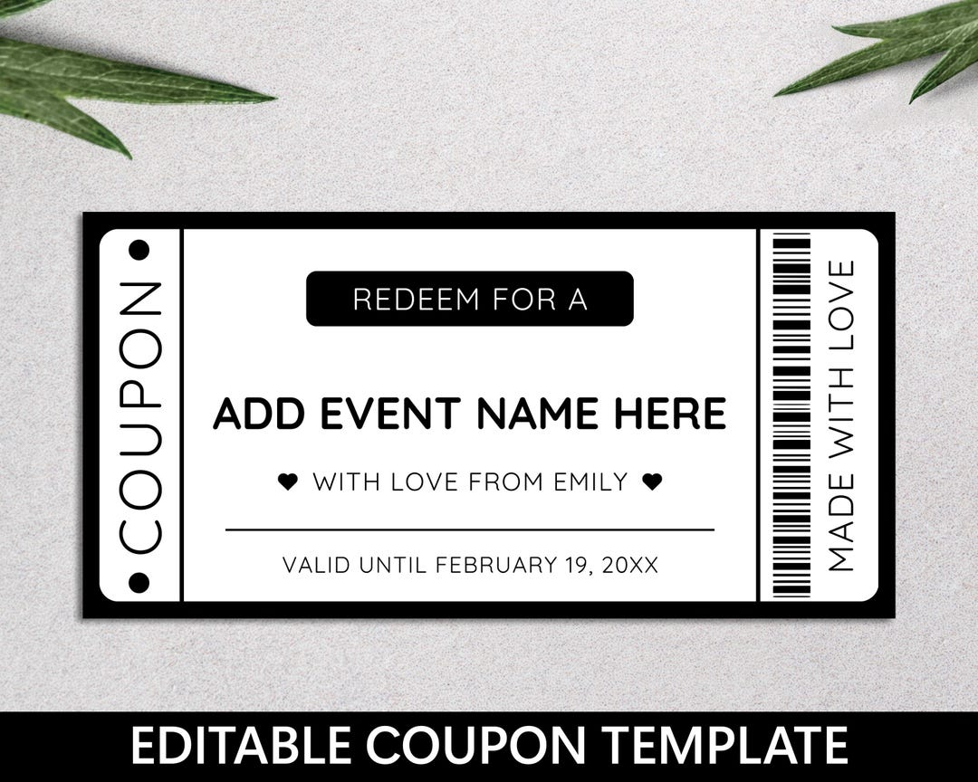 Editable Coupon Template, Canva Template, Custom Love Voucher Design ...