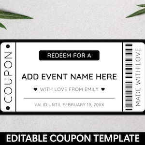 Editable Coupon Template, Canva Template, Custom Love Voucher Design ...