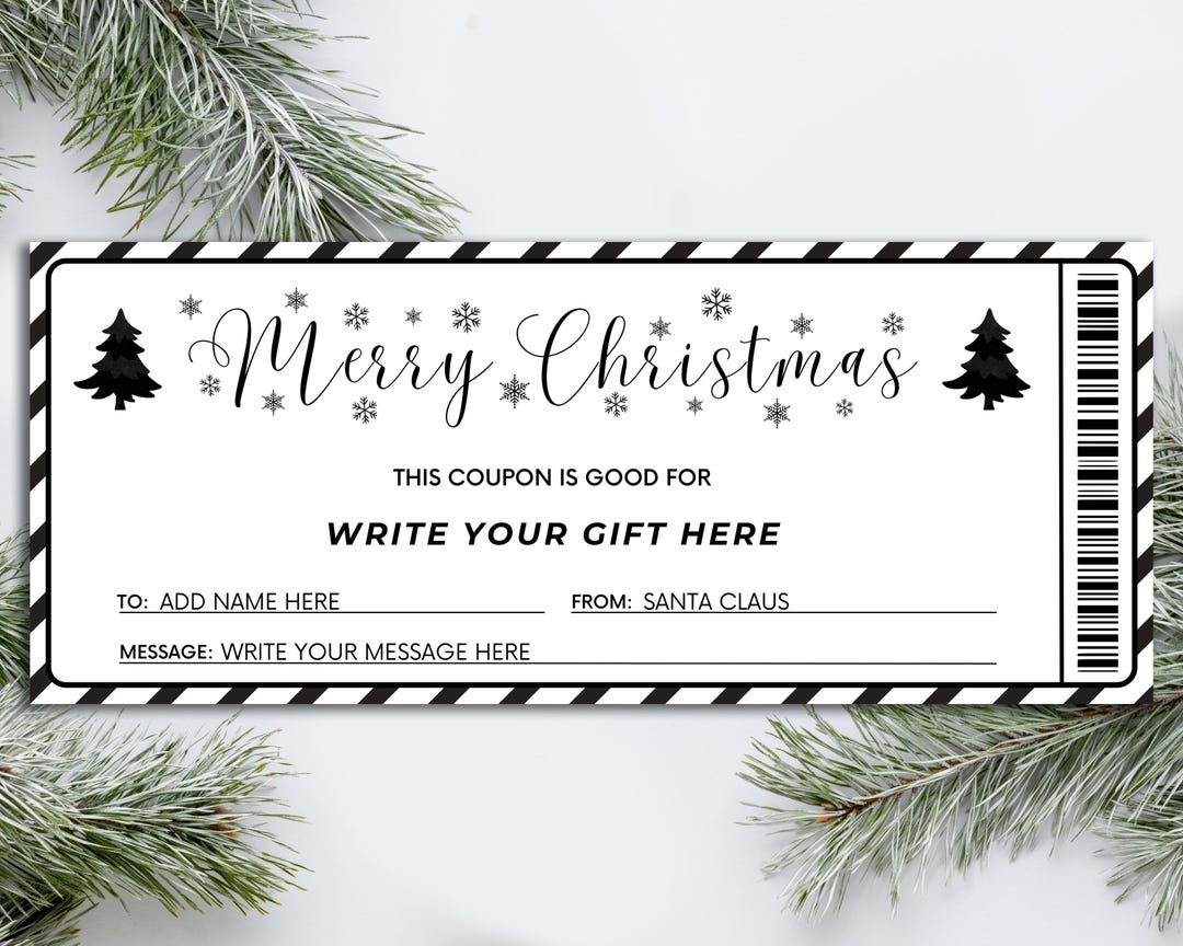 Editable Christmas Coupon Template, Printable Christmas Gift ...