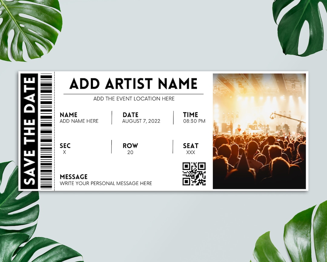 Editable Concert Ticket Template, Printable Event Ticket, Customizable ...