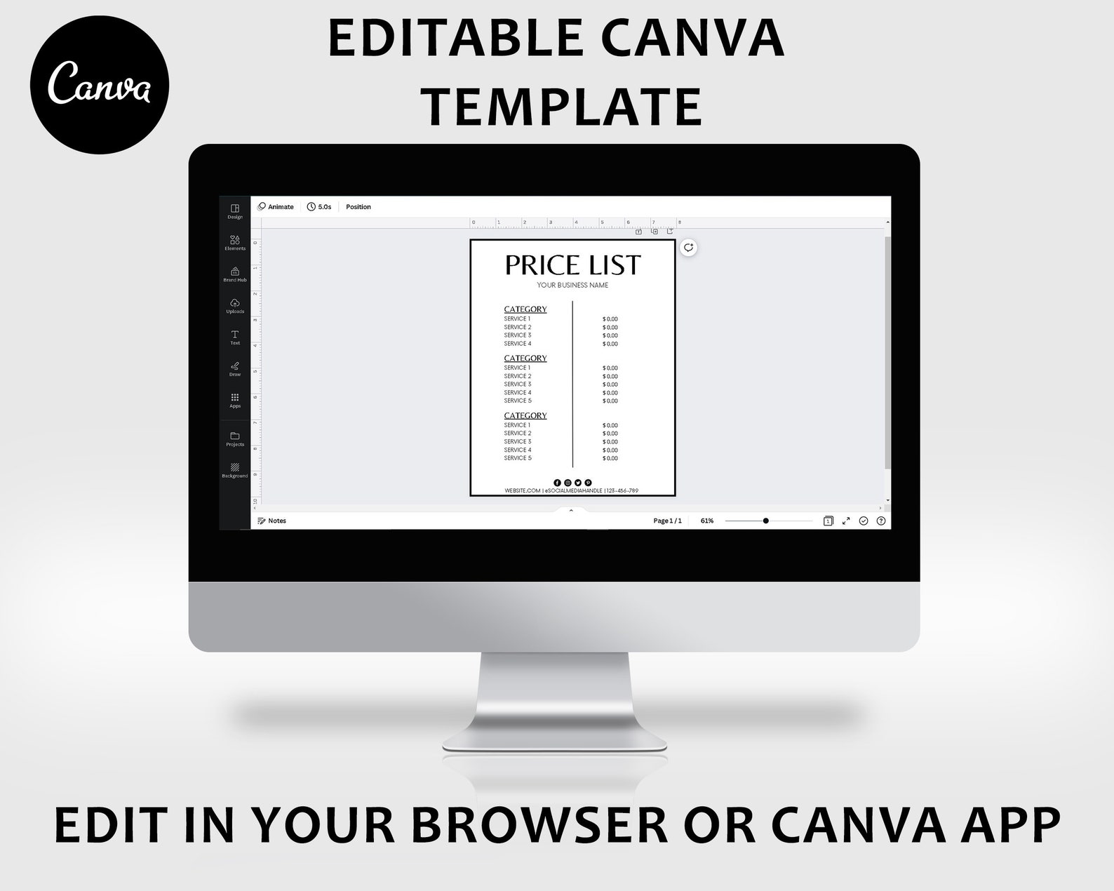 Editable Small Business Sign Bundle, Price List, Scan to Pay, Printable ...