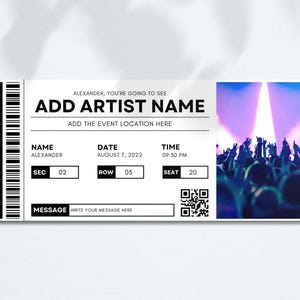 Concert Ticket Template, Editable Canva Template, Custom Event Ticket ...